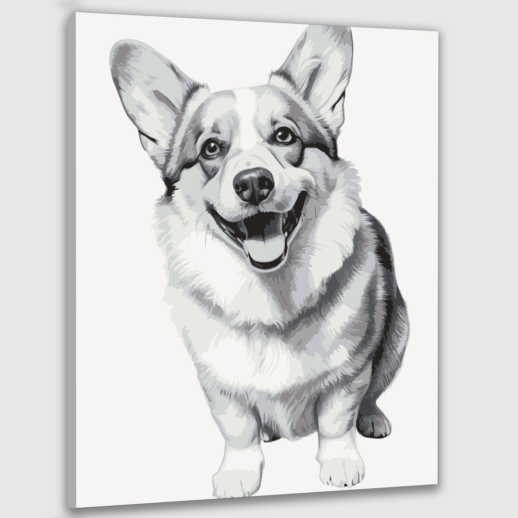 Картина по номерам 40x50 см, картина, графитовый набросок, корги, улыбка, очарование, индивидуальность, порода