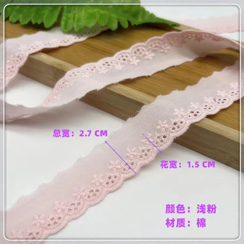 FINEFANTESYER Розовая кружевная бейка из хлопка 3 метра
