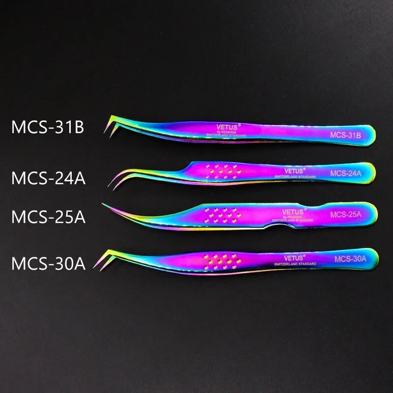 Пинцет для наращивания ресниц Vetus MCS-32B-Rainbow — фото 1