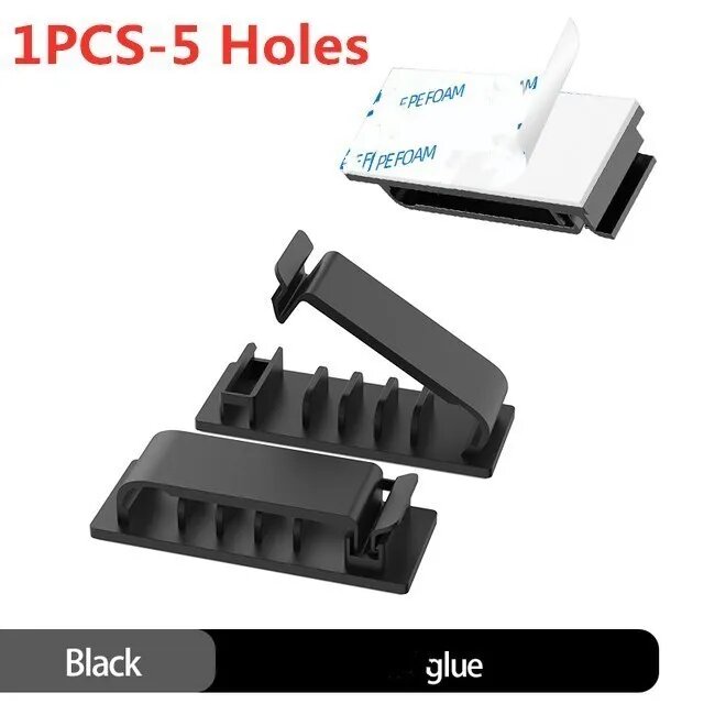 Кабельные зажимы abay Cable Organizer Clips 1X5 Holes-Black