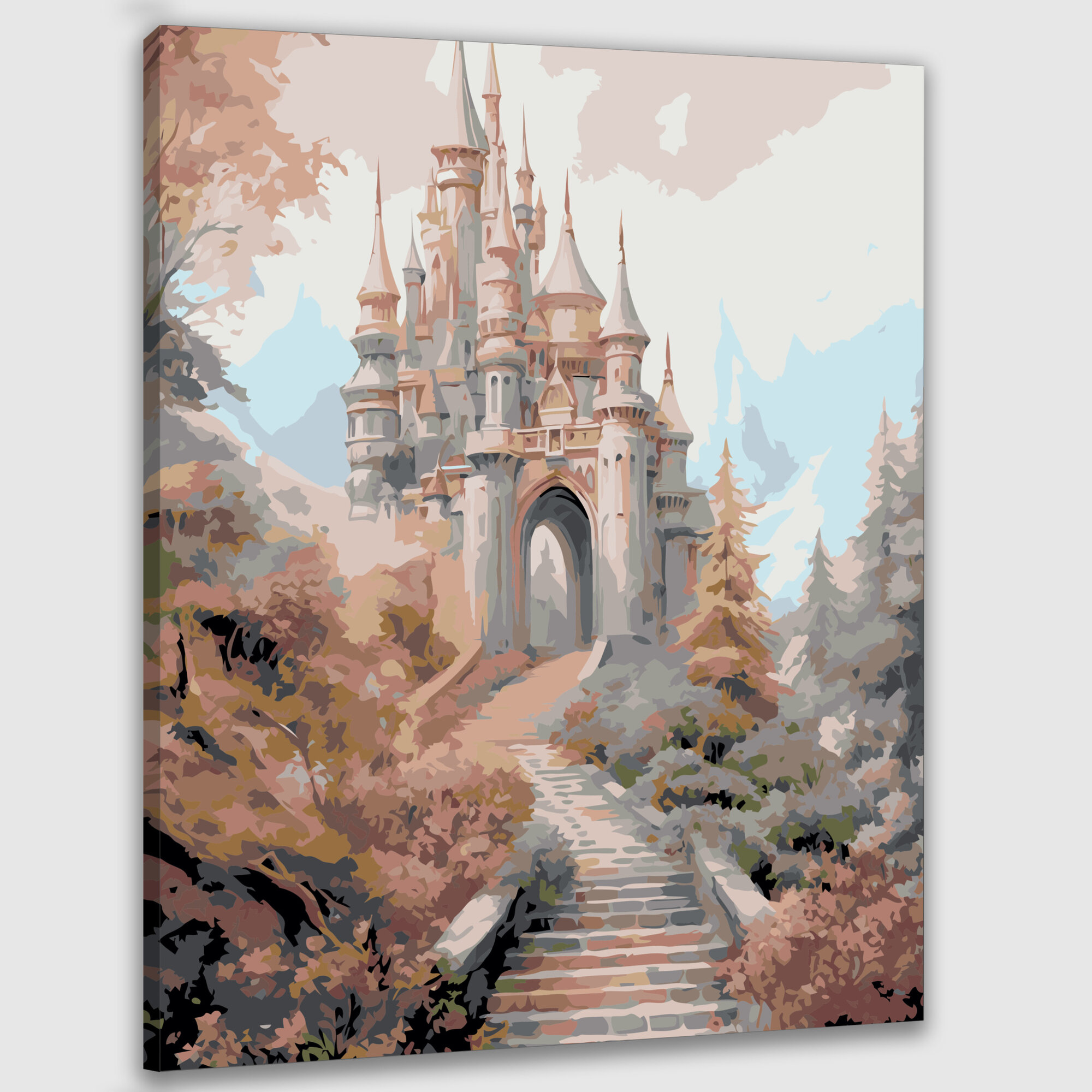 Картина по номерам 40x50 см, акварельная картина, фантастический замок, сказочная архитектура, замысловатые детали