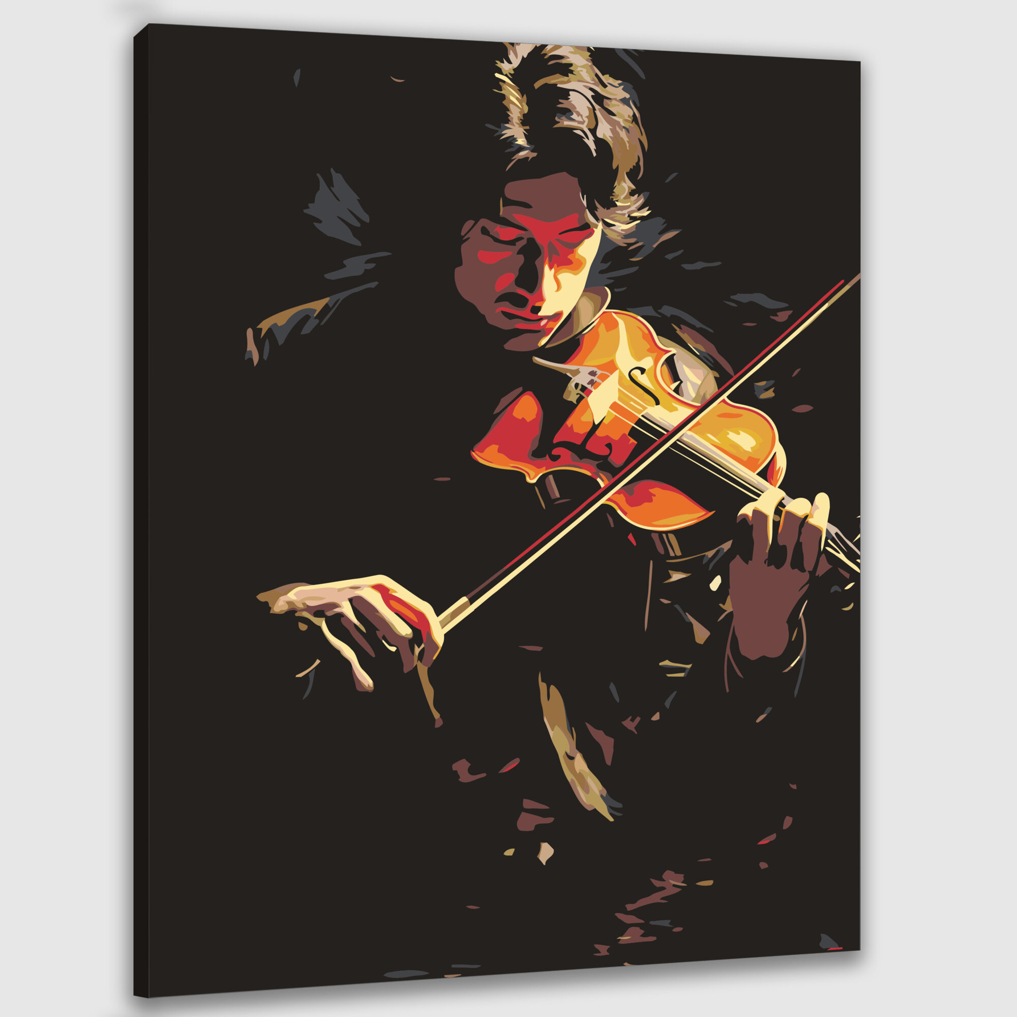 Картина по номерам 40x50 см, музыкант, скрипка, струны, выражение лиц, страсть, освещение, нежность, вибрации