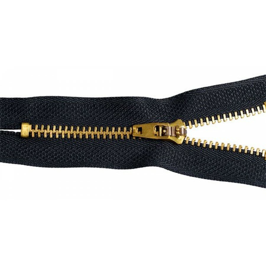 Молния MaxZipper джинсовая золото N4 18см замок М-4002 цв. F322 черный
