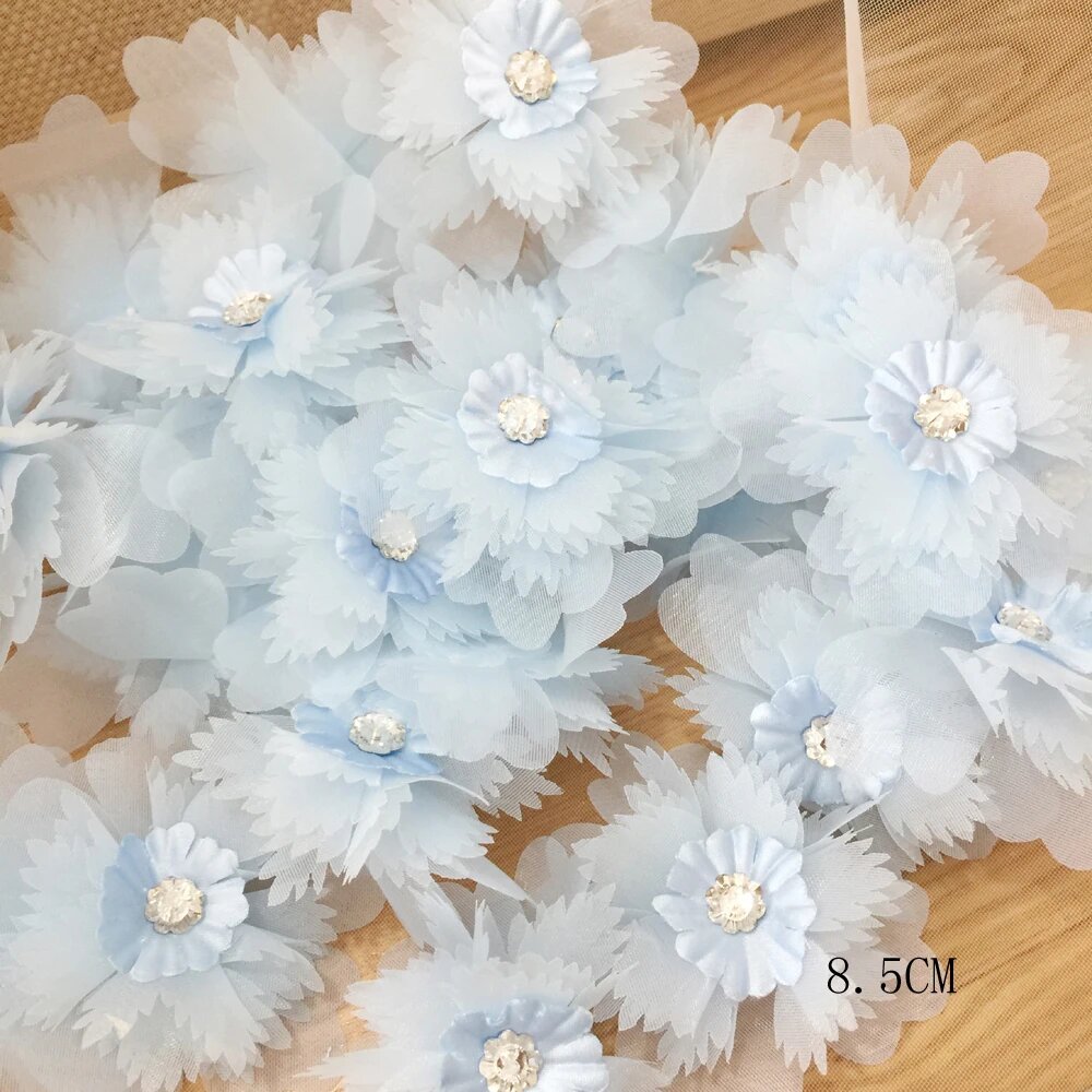 Кружевные цветы голубые, нашивки 5 шт. Style6 Blue