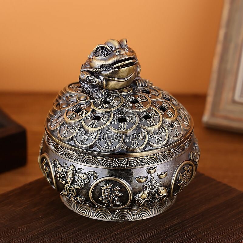 Ваза Чаша Изобилия "Жаба Богатства" для привлечения денег и успеха по фэншуй, металл, 12 см