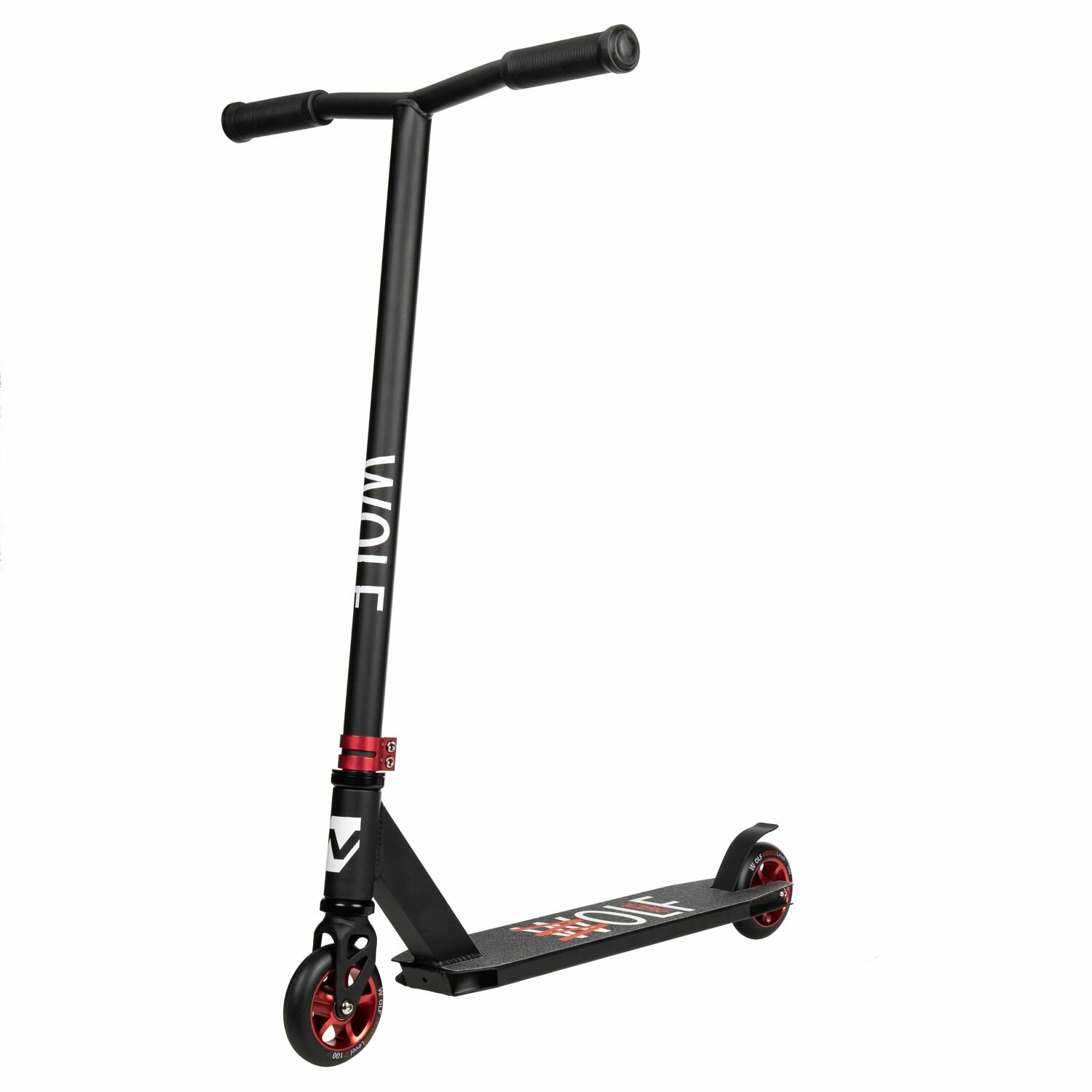 Самокат трюковый Novatrack Wolf 30 (2025), 100 мм, черный с красным