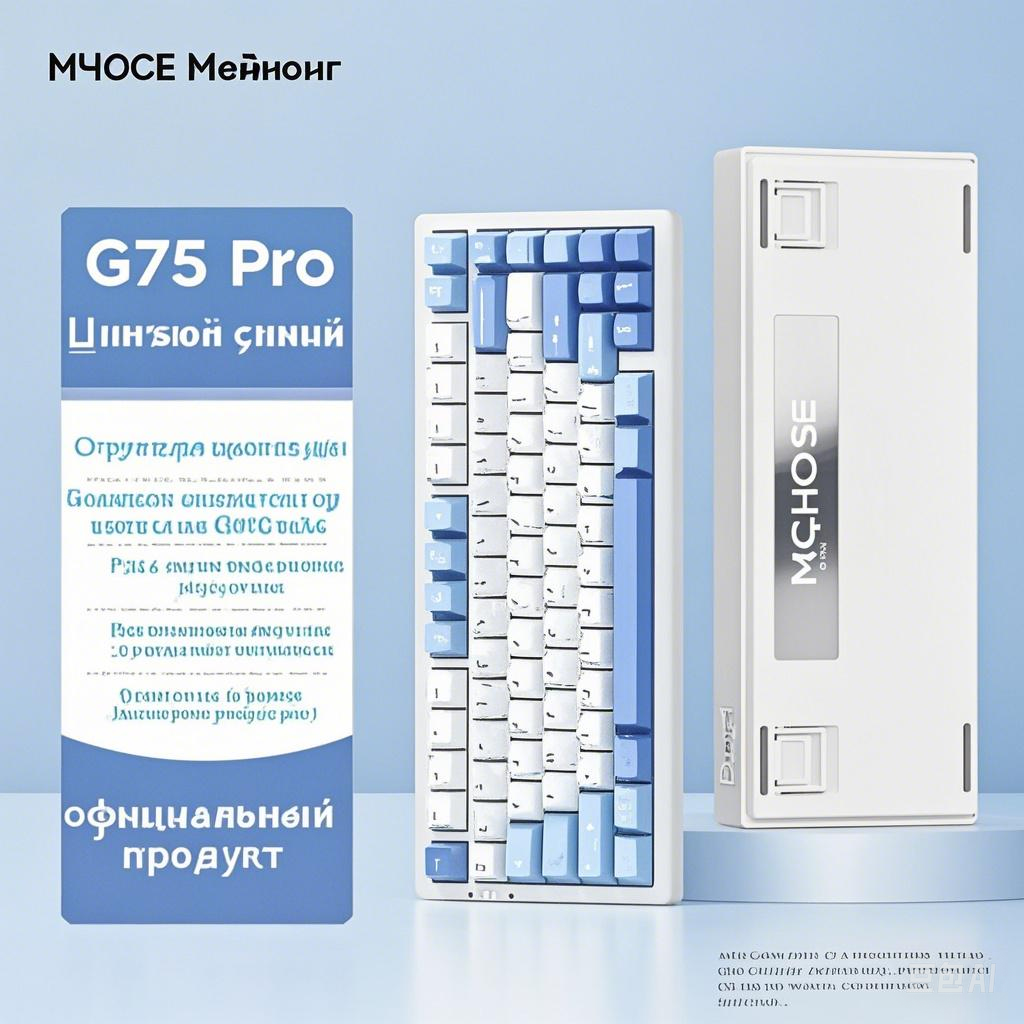 MCHOSE Игровая клавиатура беспроводная MCHOSE Игровая клавиатура беспроводная G75Pro, Английская раскладка, темно-синий
