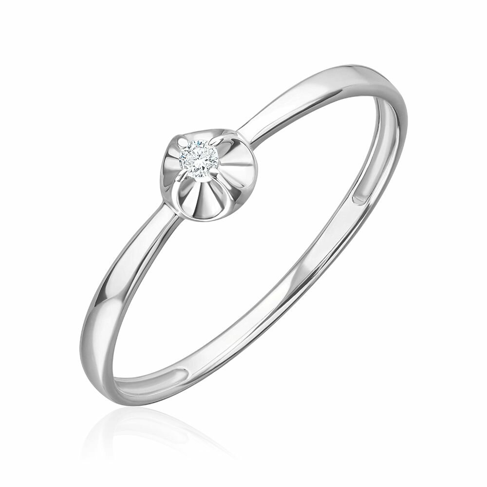 Кольцо помолвочное PLATINA, белое золото, 585 проба, родирование, бриллиант