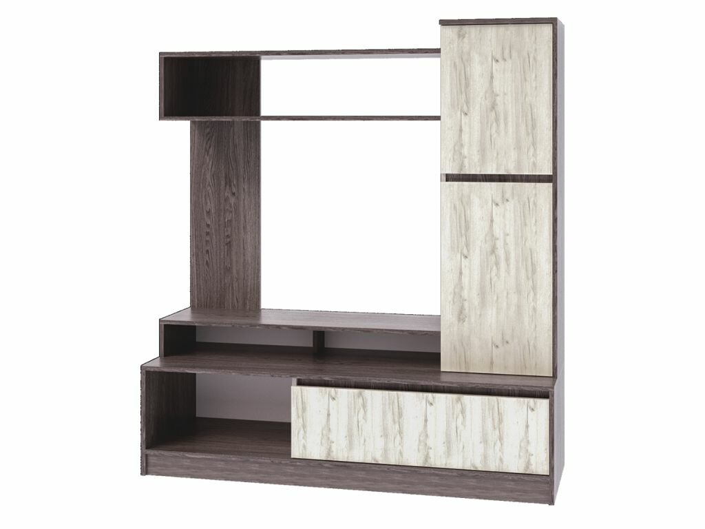 Гостиная Милана Ясень анкор / Дуб Эльза ширина 150 см ЛДСП в гостиную в спальню с полками