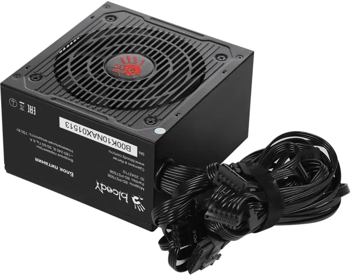 Блок питания Bloody BD-PS750B, ATX, 750Вт, 80PLUS Bronze, черный