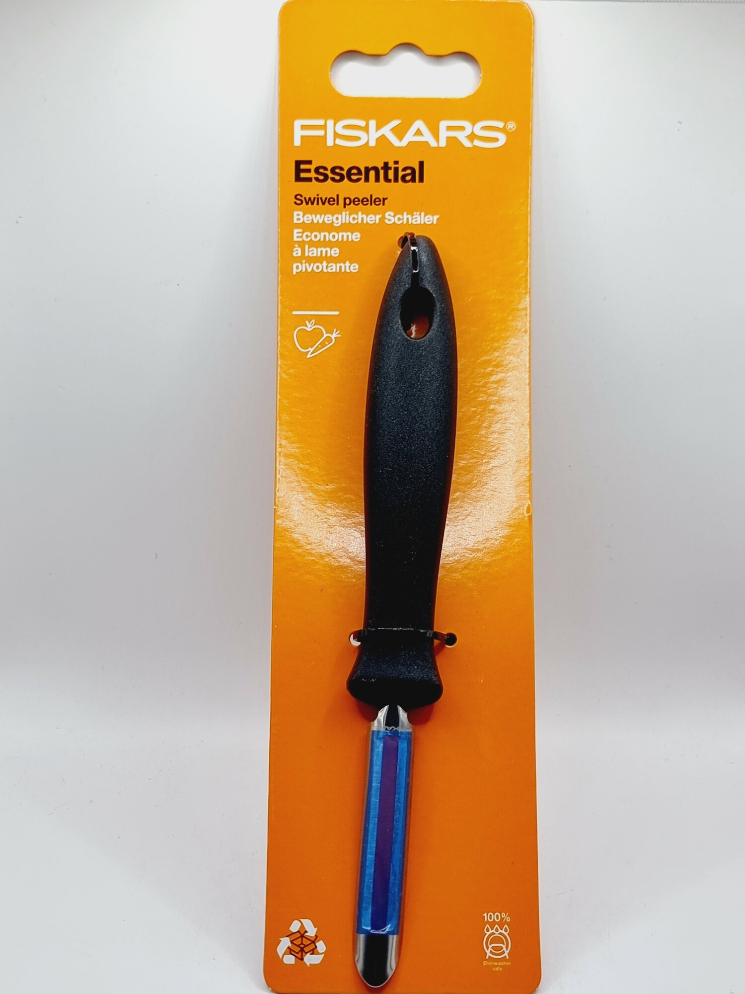 Fiskars Овощечистка Essential Swivel Peeler, с вращающимся лезвием 6 см (из Финляндии)