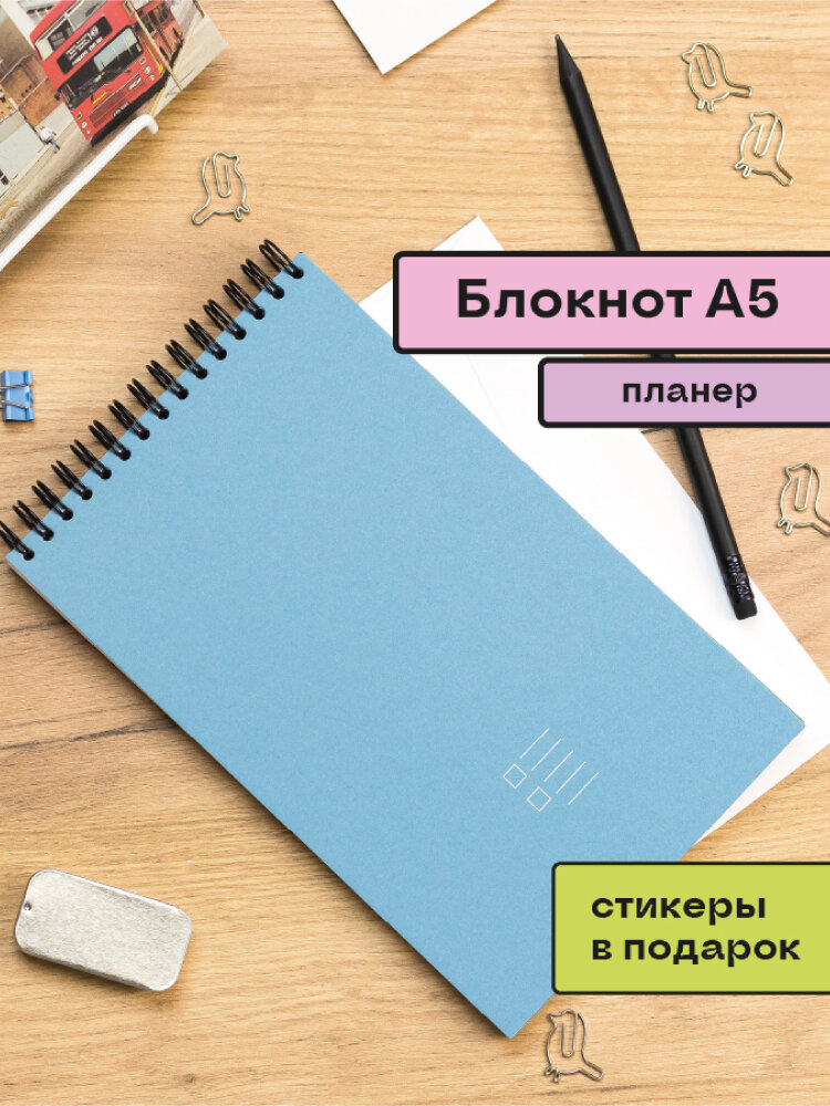 Блокнот для записей Помидор, планер, на пружине сверху синий, А5 130х210 мм, 40 листов