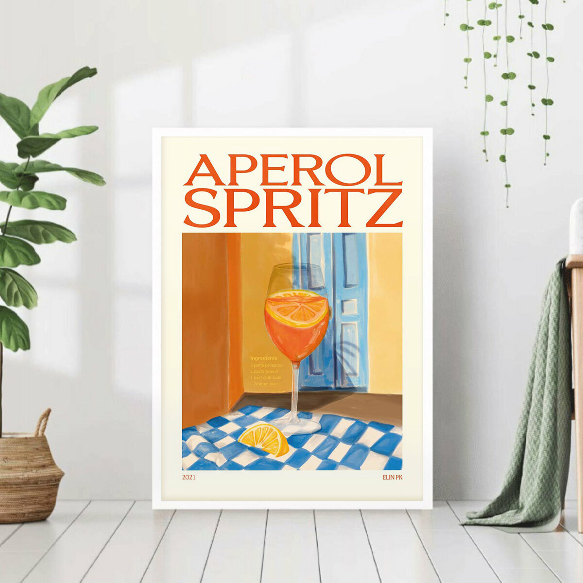 Постер "Апероль шприц" 50x70 в белой рамке на стену для интерьера