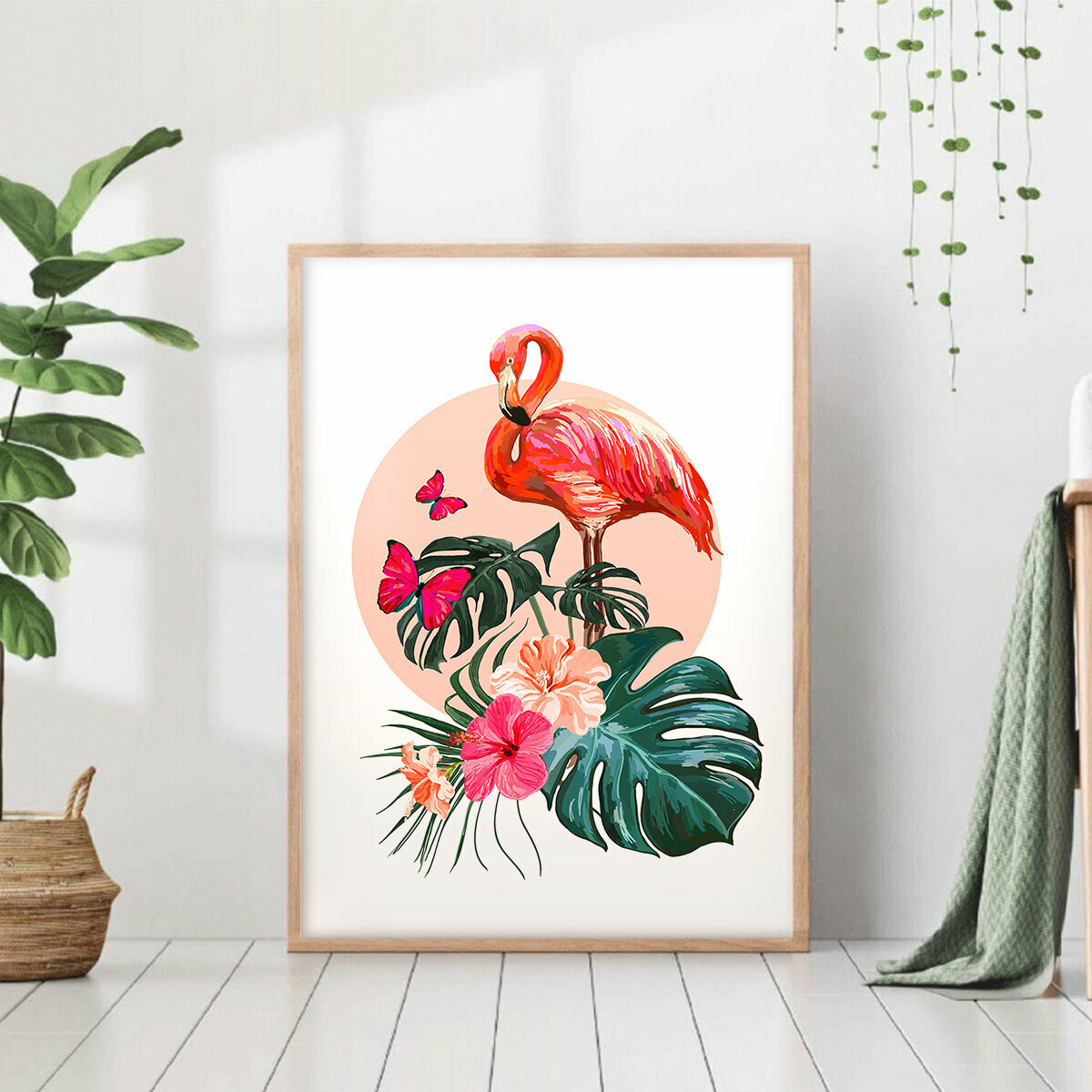 Постер "Фламинго иллюстрация" без рамы 40x50 см на стену для интерьера