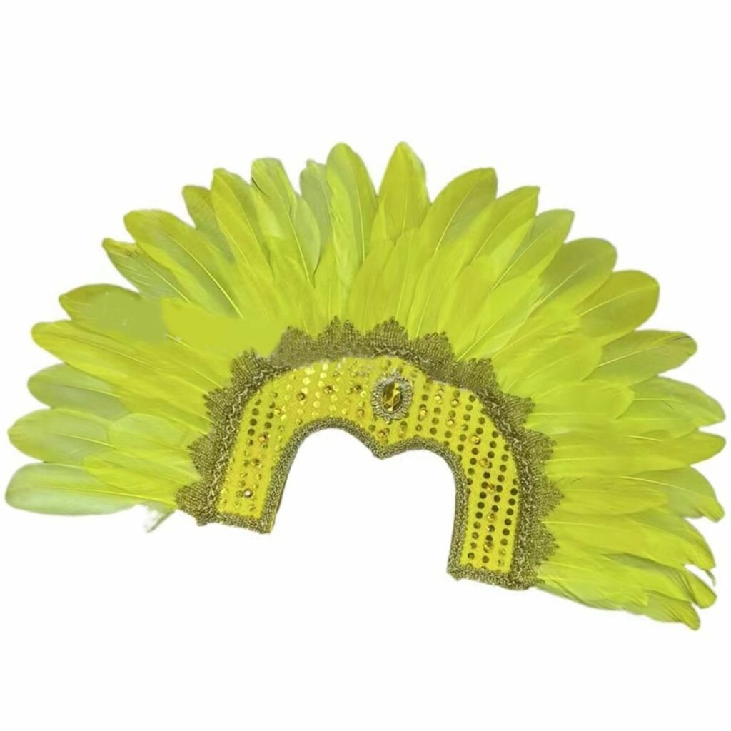 (1шт) Головной убор из перьев бразильско-индийской большой повязки на голову-желтый
