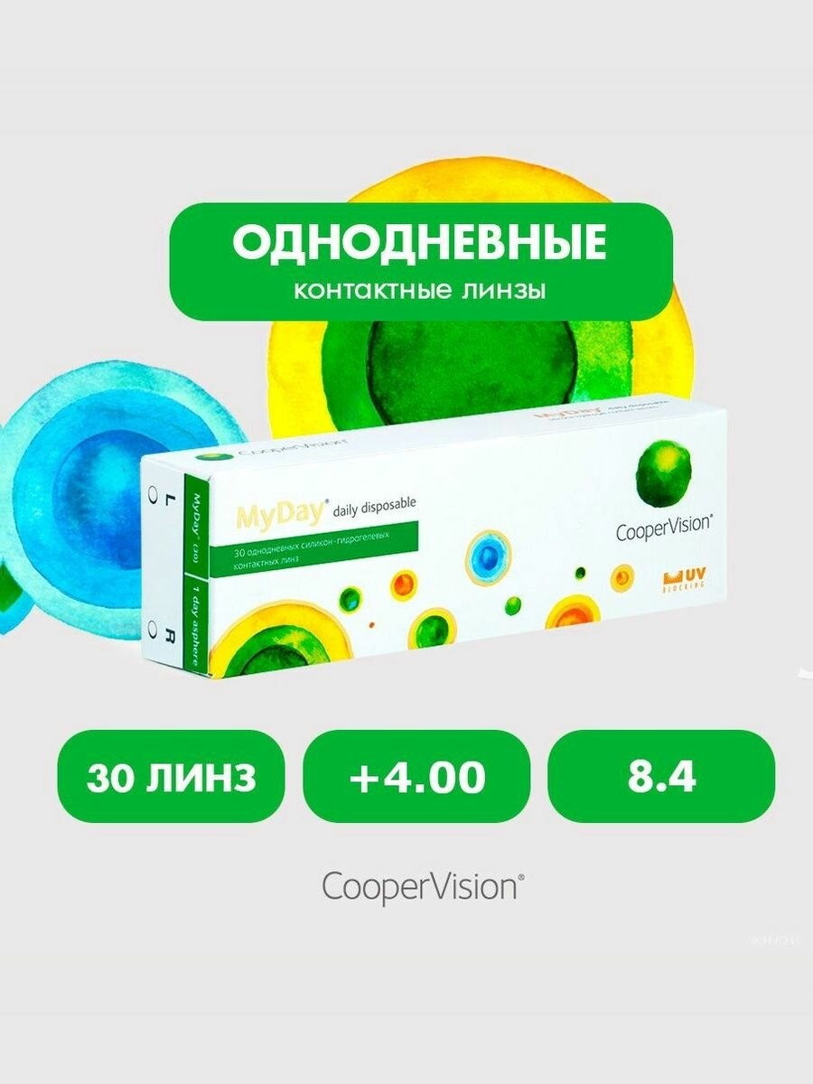 Линзы контактные мягкие корригирующие однодневные MyDay daily disposable (30 линз) R 8,4 D +4