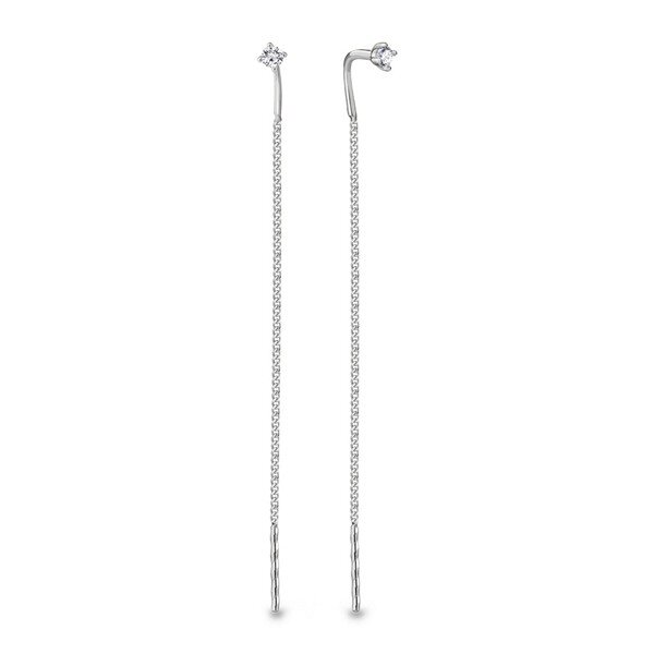 Серьги цепочки JEWELIN, серебро, 925 проба, родирование, фианит