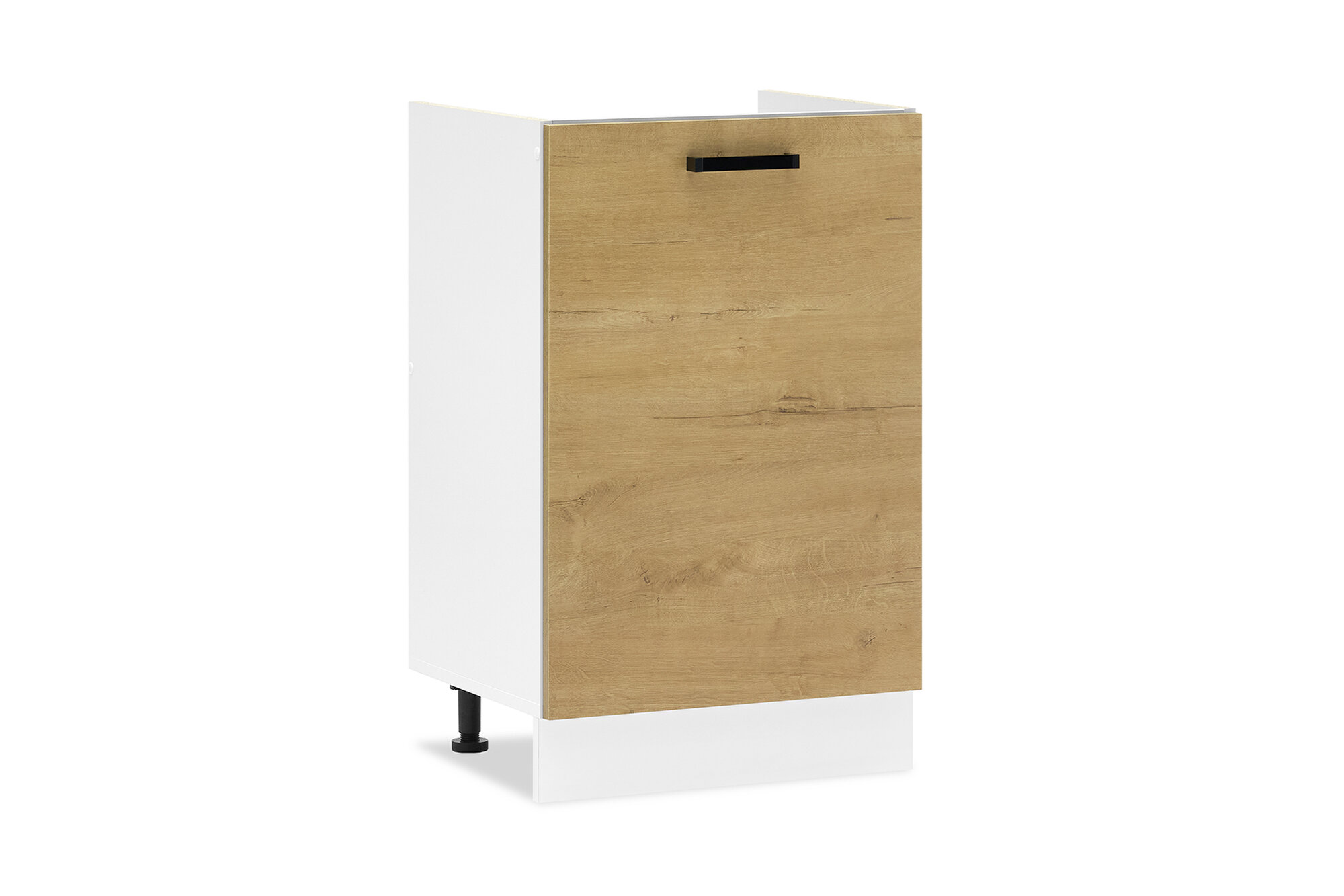 Кухонный шкаф под мойку Нонтон Брауни, белый гладкий / дуб вотан, 50 см