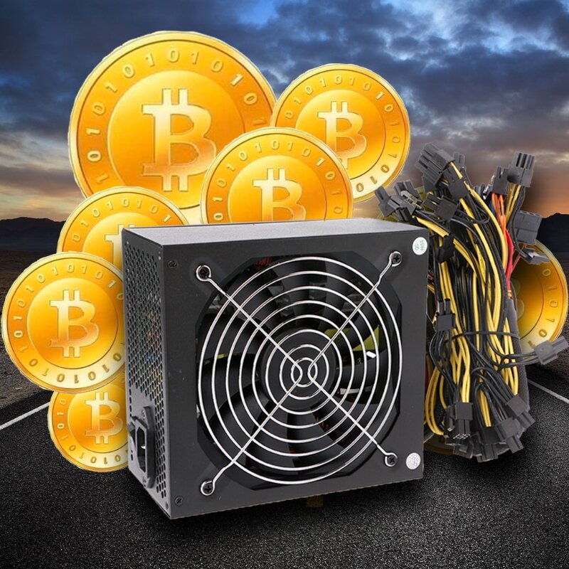 1600W Computer ATX Power Supply 14cm Вентилятор Set For Eth Rig Ethereum Coin Miner EU Plug For Computer Оригинал