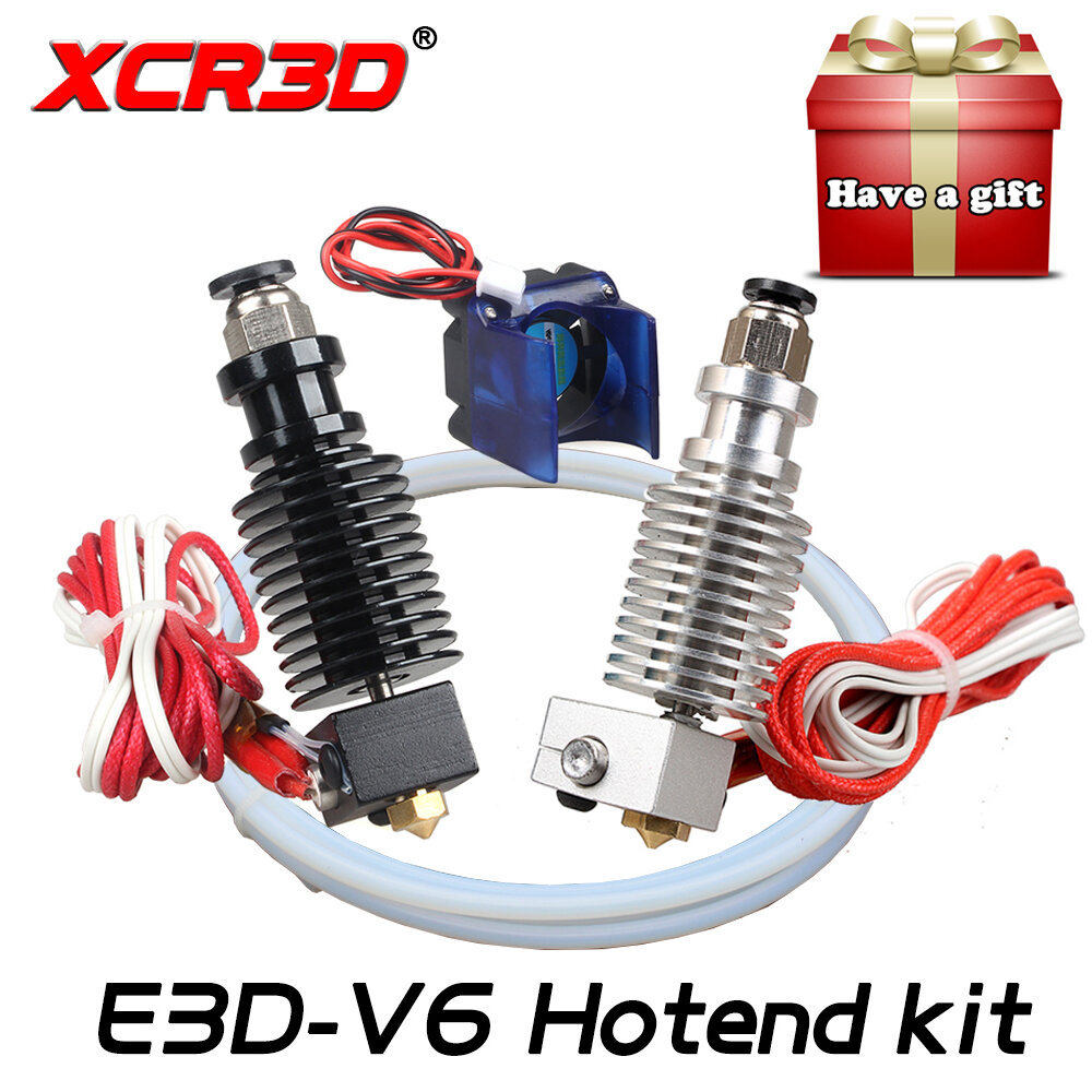 Бесплатная доставка XCR3D 3D Printer Parts E3D V6 Hotend Kit 0.4/1.75MM J-head Remote extruder 12V 24V with Вентилятор охлаждения Teflon tube