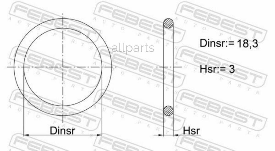 FEBEST 23400-005 кольцо уплотнительное системы охлаждения 18.3X3