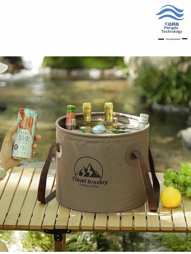 Ведро складное, 20/10 литров, текстиль, зелёное, для рыбалки и кемпинга