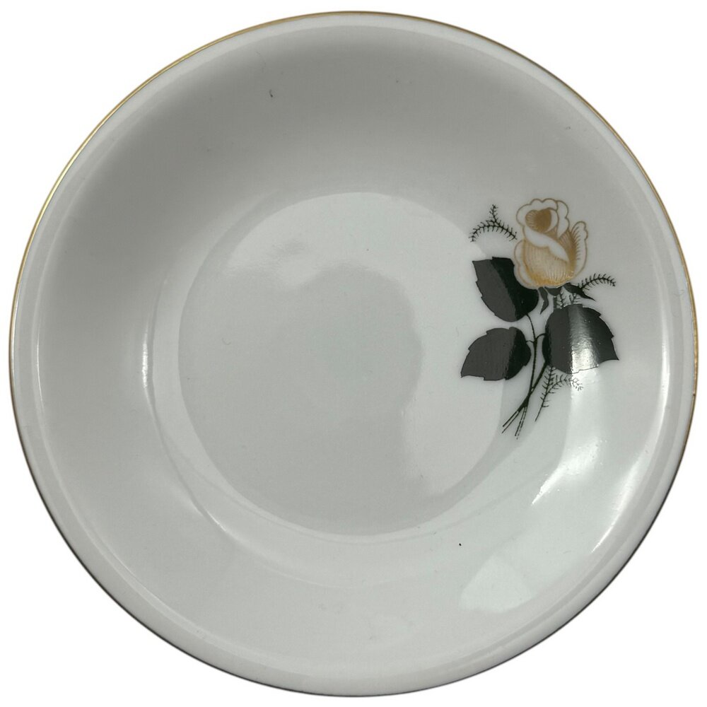 Розетка "Роза белая", 11 см, фарфор, позолота, 1960-1970 гг, Freiberger, ГДР