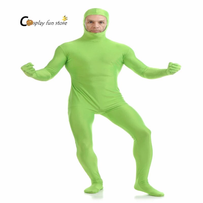 Зеленый зентай костюм apple green, размер L