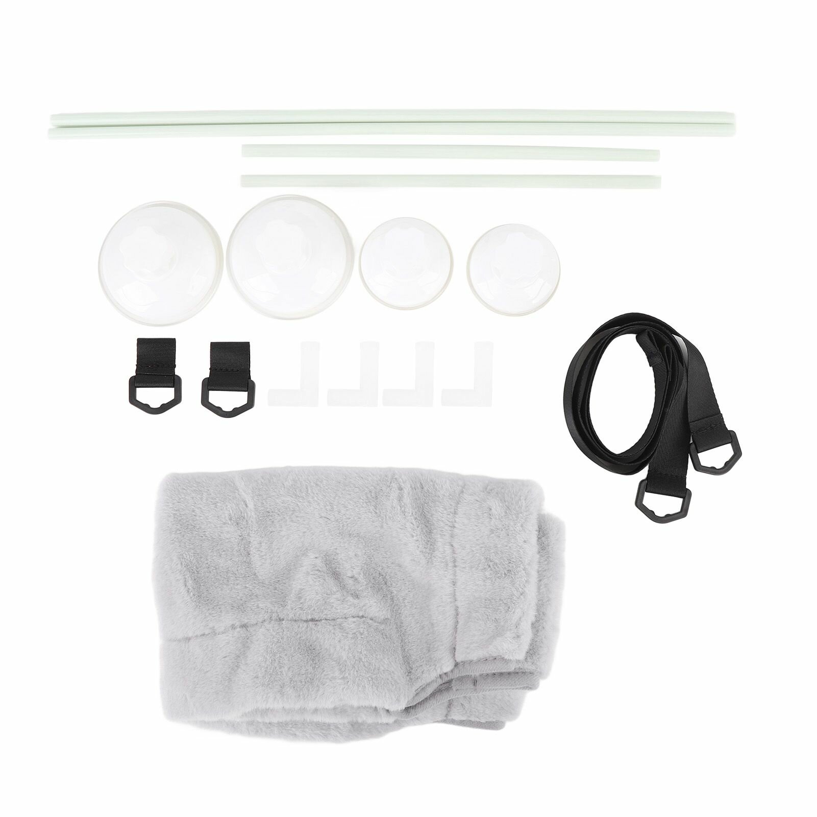 Кошачья оконная кровать жердочка серая, присоска 33 фунта, плюшевая.