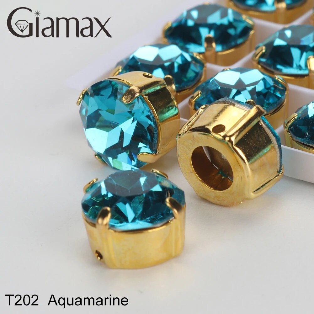 Стеклянные кристаллы Giamax Aquamarine 14 мм, 14шт