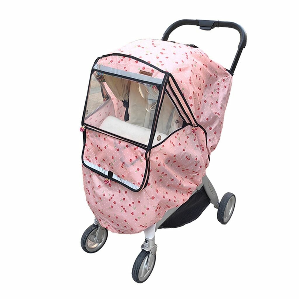 Аксессуары для детских колясок, Защитный дождевик для детской коляски универсальный - розовый, 1 шт.