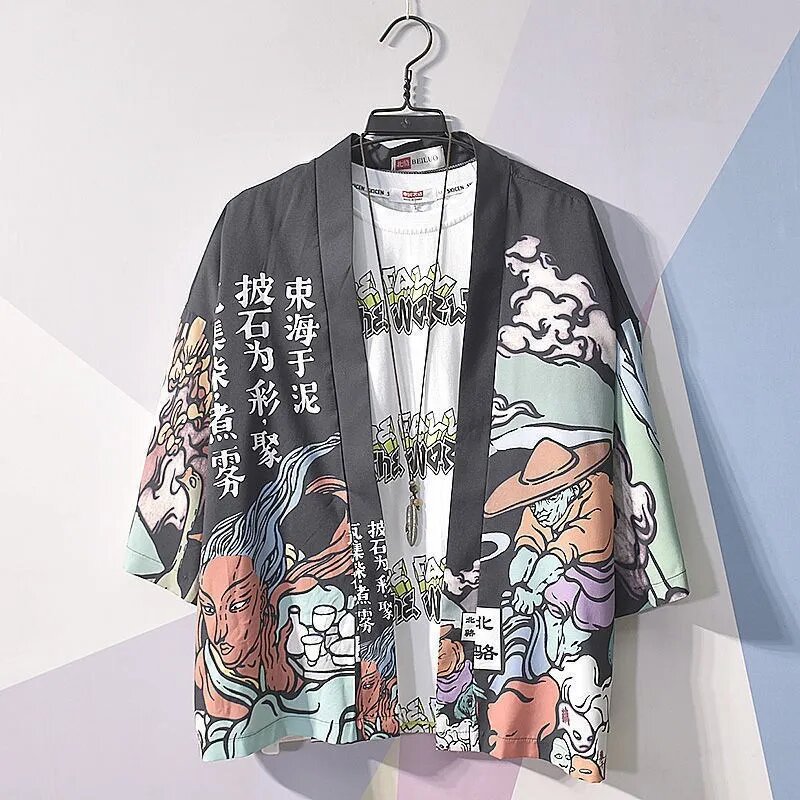 Японский стильный топ с принтом дракона Risbrdfly из полиэстера L, N