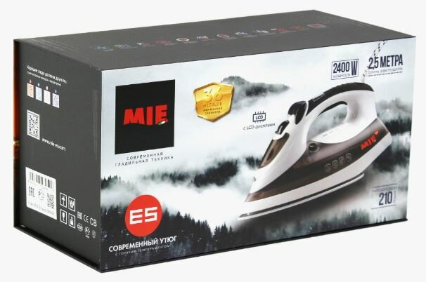 Утюг MIE E5, керамическая подошва, паровое глажение, самоочистка, 2400 Вт — фото 1