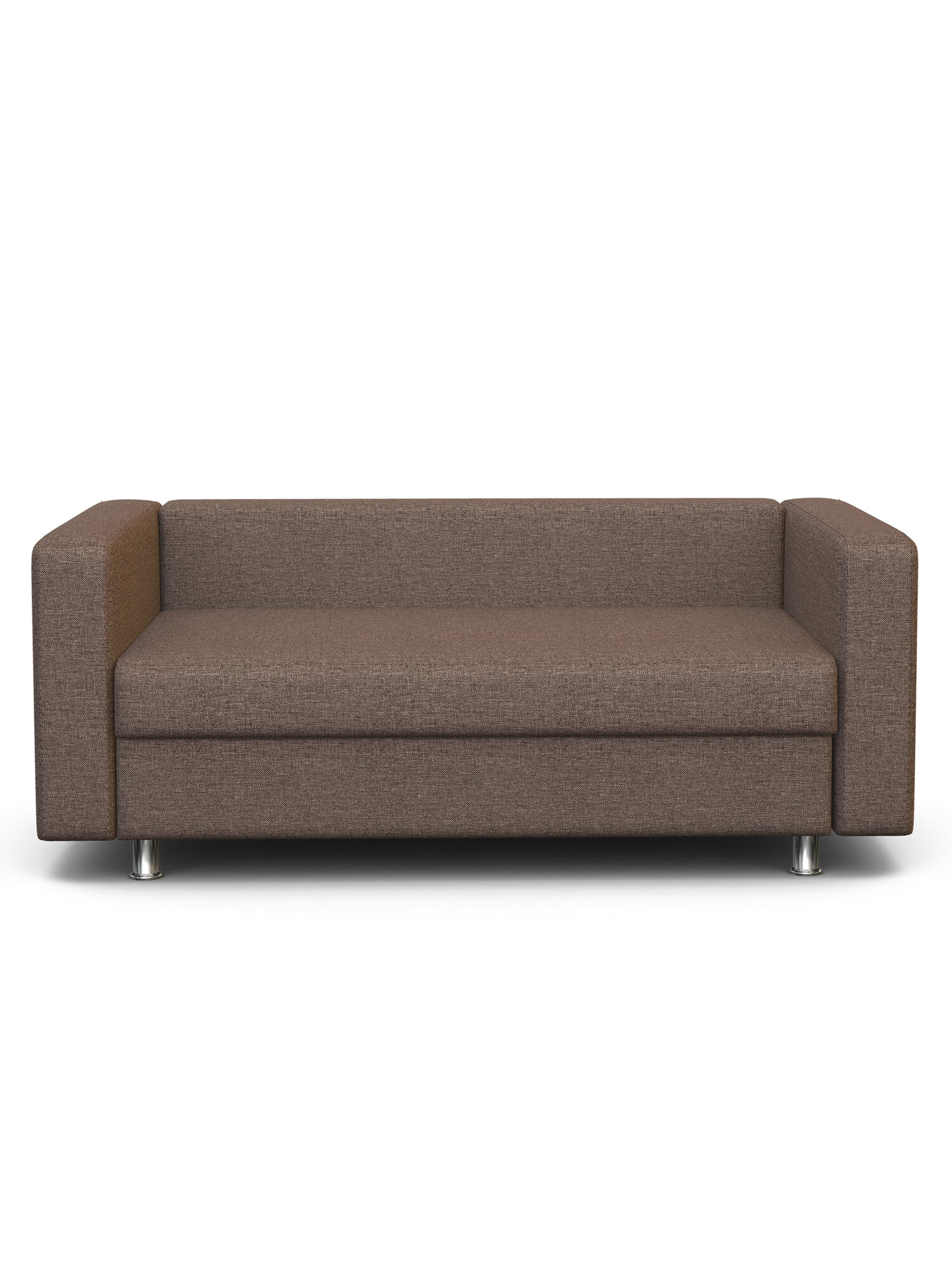 Диван офисный Бит, прямой, 143х75х74 см, с подлокотниками, с ножками, рогожка светло-коричневый