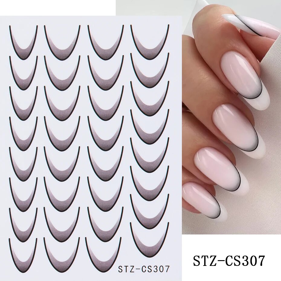 Наклейки на ногти STZ-CS307, серые, 3D