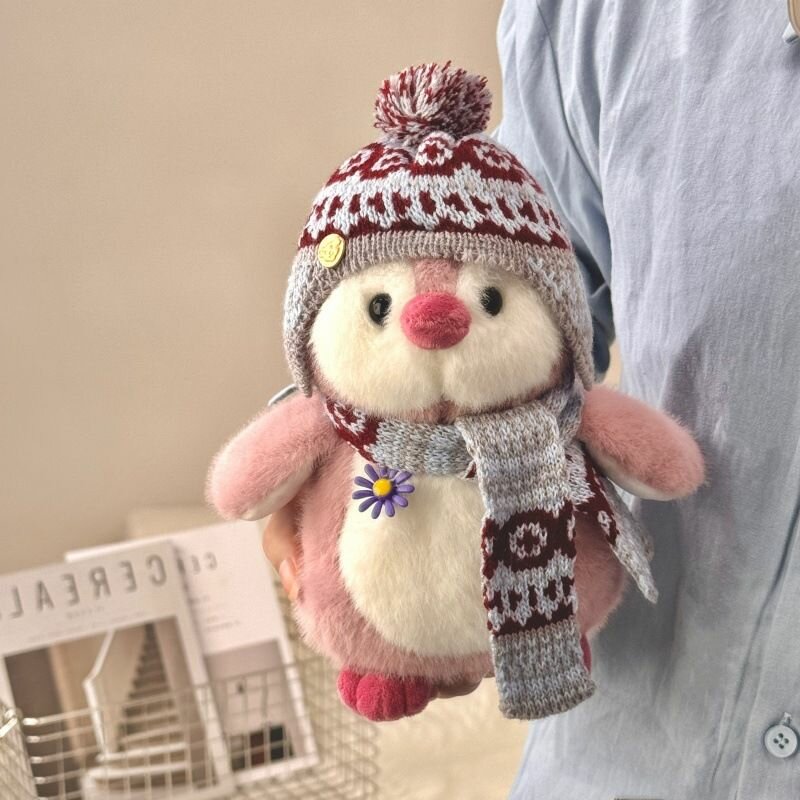 Плюшевая игрушка-пингвин-розовый-27cm