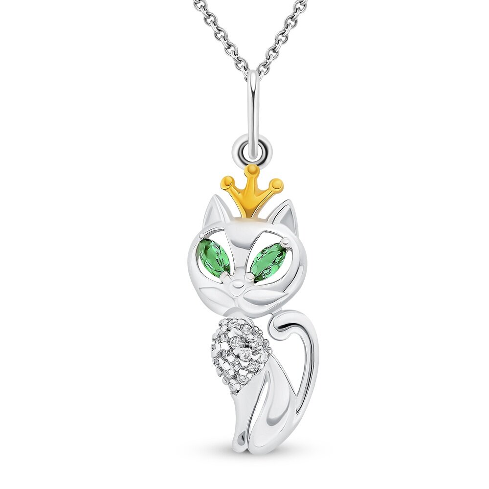 Подвеска, серебро, 925 проба, золочение, фианит