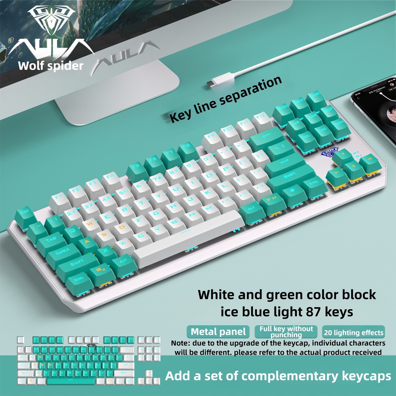 AULA Механическая клавиатура F3087 Gaming Special Wired Интерфейс USB Интерфейс USB Type-C