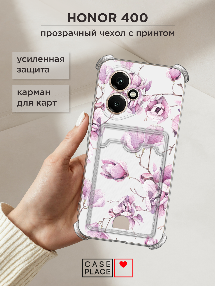 Чехол на Honor 400 (Хонор 400) с картой и принтом Искусственные цветы