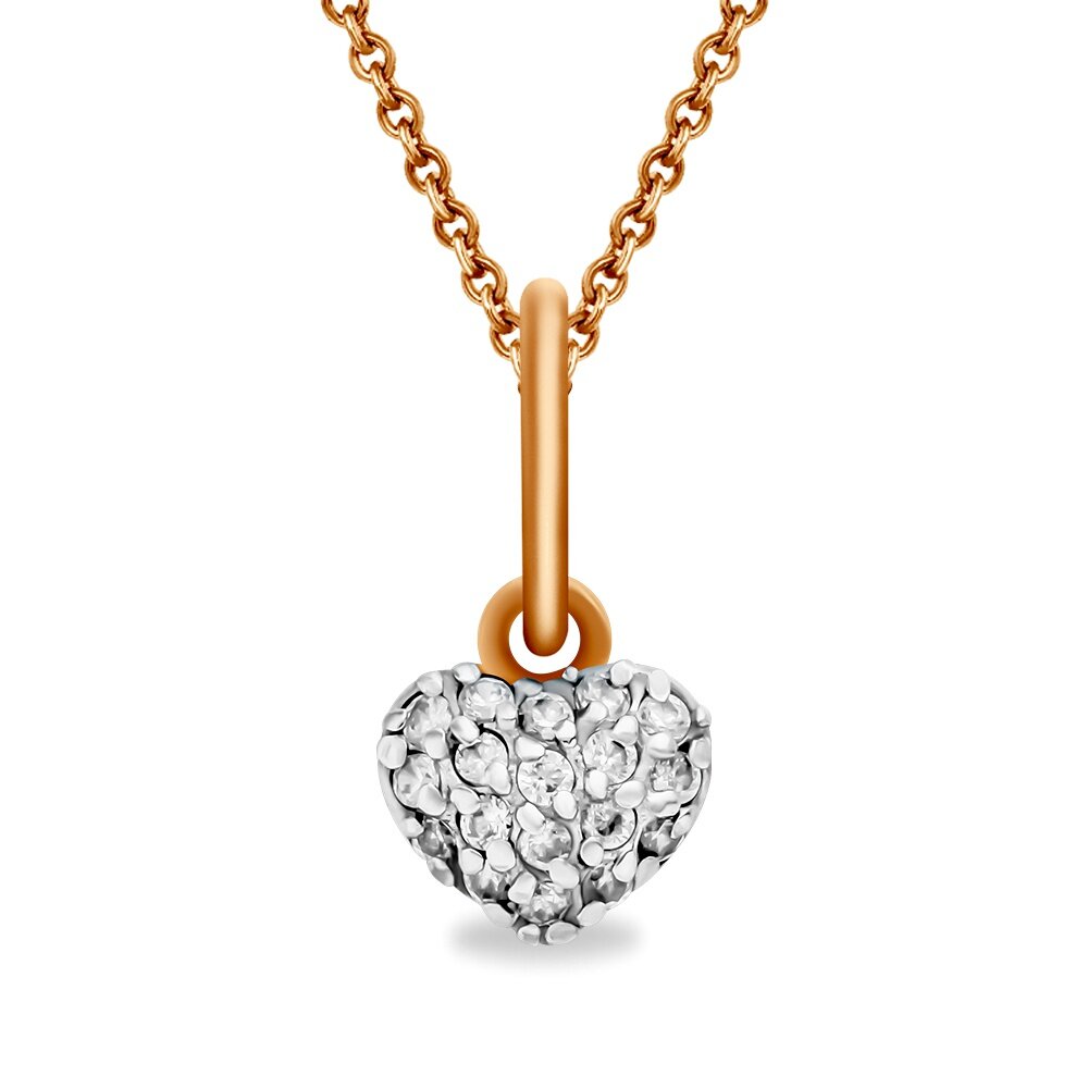 Подвеска, красное золото, 375 проба, родирование, фианит