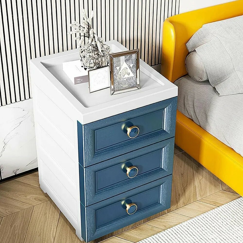 Тумба прикроватная, ABS пластик, 3 ящика, 35 см x 38 см x 53 см