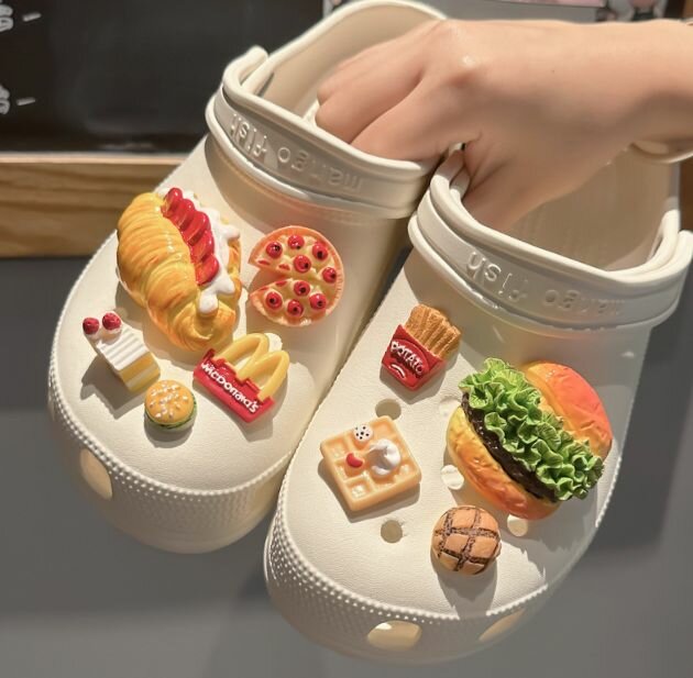 Набор джибитсов для кроксов и кроссовок пицца, гамбургер, Макдональдс