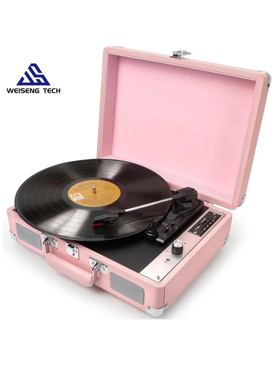 Виниловый проигрыватель с Bluetooth LP-160B Проигрыватель виниловых пластинок в стиле ретро, розовый