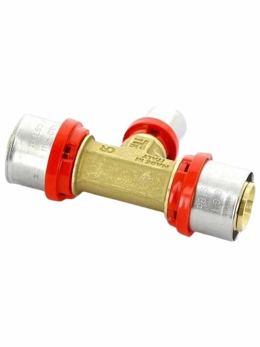 Тройник пресс Tiemme 40x26x40 мм , бронза/нерж. сталь (TIE1657G402640CZ)