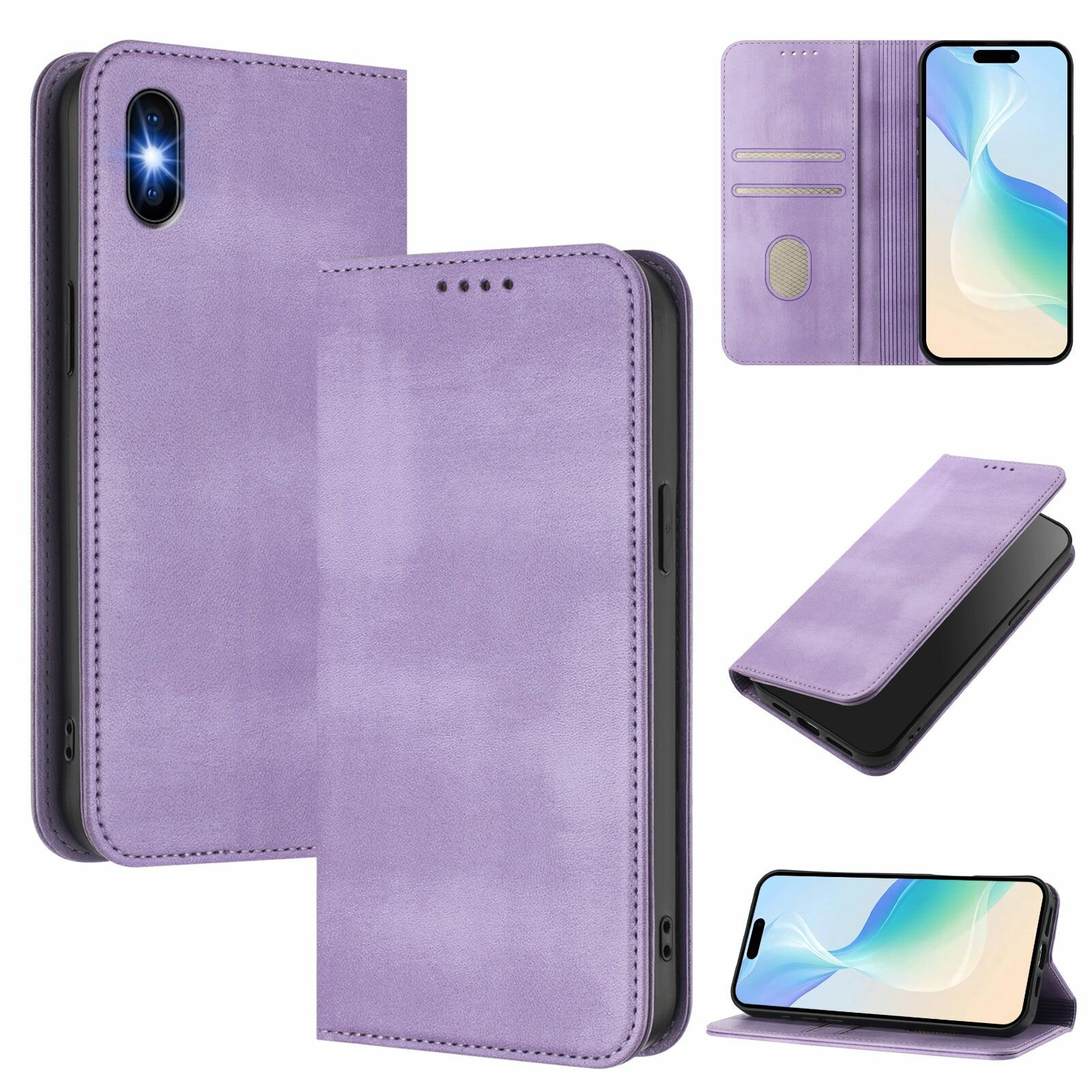 Кожаный чехол-книжка для Apple iPhone XS Max ( Айфон ХС Макс) с отделениями для карт и кошельком, Функция блокировки RFID