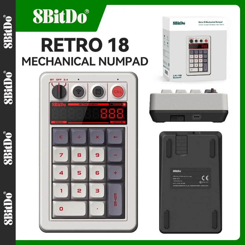 8BitDo Клавиатура , черный, светло-серый