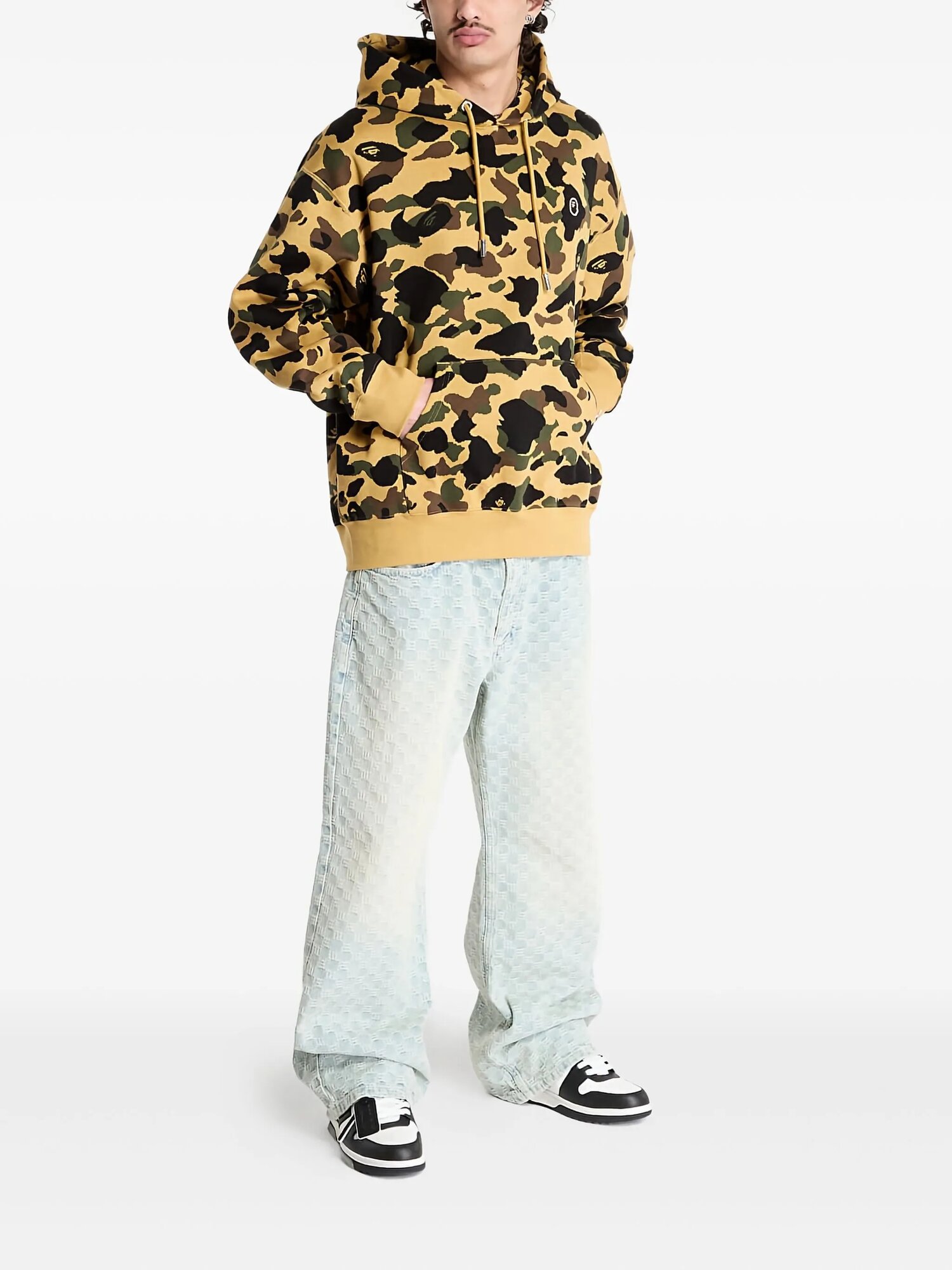 Худи A BATHING APE Camo One Point, размер 48, , Желтый — фото 1