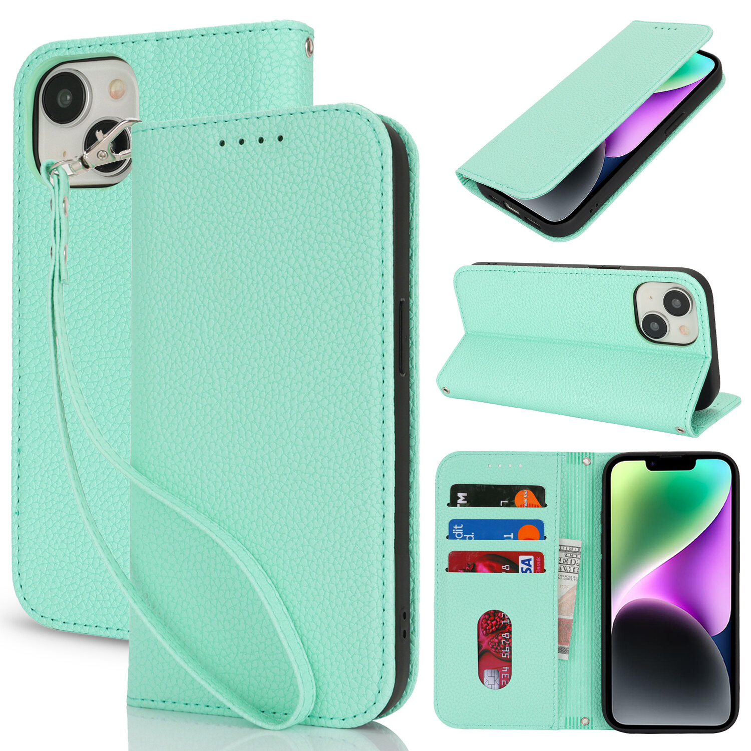 Чехол-книжка для iPhone 15 Green PU — надёжная защита смартфона