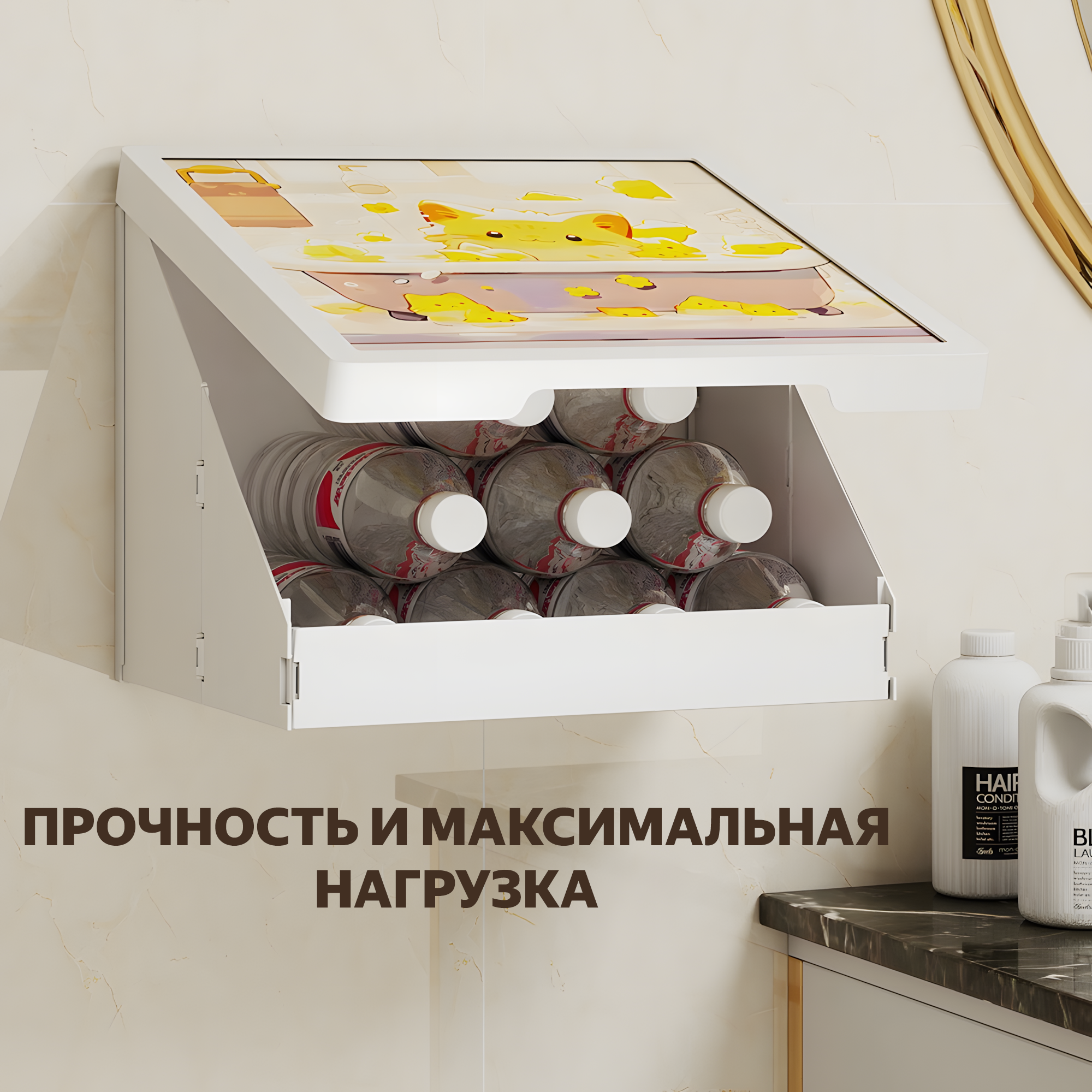 Закрытая полка для ванной, без сверления, складная, влагостойкая, Губка Боб Квадратные Штаны