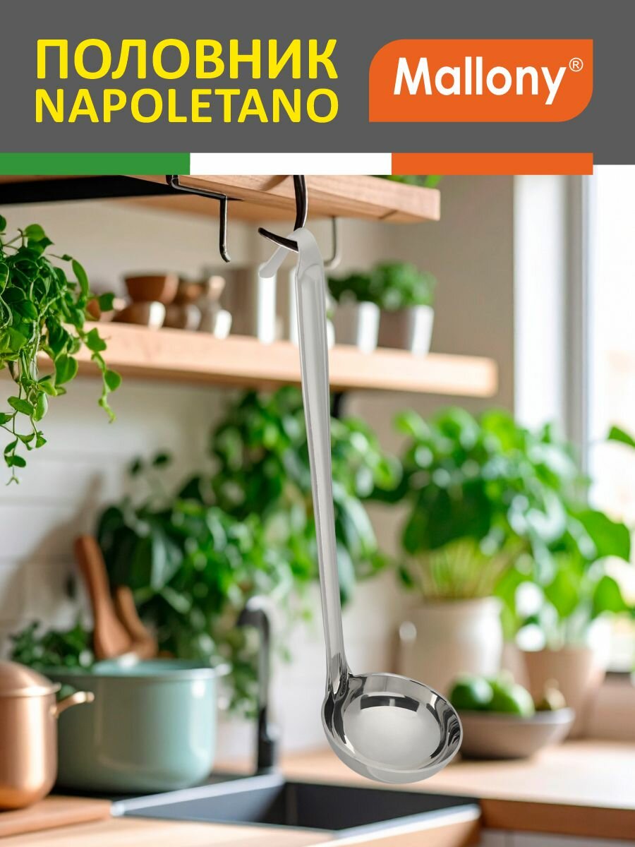 Половник, Napoletano, из нержавеющей стали, размер: 25*6 см
